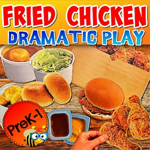 Fried Chicken Dramatic Play for Preschool Pretend Restaurant Food Cutouts
