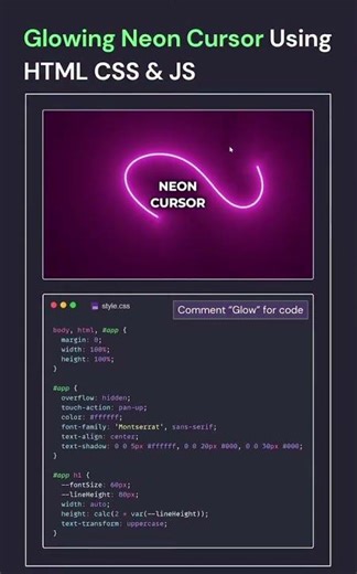 Glowing Neon Cursor UsingHTML CSS & JS