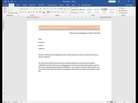 Carta de invitación en Microsoft Word