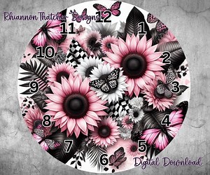 Clock Design Png, Flower Drip, Clock Png, Clock Sublimation, Rhiannon Thatcher, Sassy Quote, Tattoo Girl, Clock Design, Pastel Floral - Etsy Australia