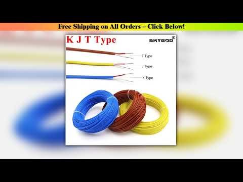 2510M K J T Type Thermocouple Wire 2 Cores PTFE Insulator Shielded Line High Temperature Measuring