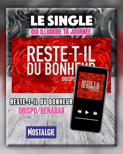 Le nouveau single « Reste-t-il du bonheur » du duo @benabar & @pascalobispo est 1er de la playlist @nostalgie ! Ce morceau sera également disponible sur l’album à venir « Héritage » de @pascalobispo Repost ELPCONSULTING | Billet de Fans