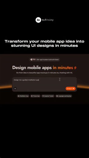 Techinsixty | AI | Apps | Web on Instagram: "Comment " Ui " for link With this platform, you can describe your app concept or upload a screen example and instantly generate polished iOS and Android mockups via AI. You’ll then be able to refine layouts, colours and components using a built-in visual editor, and finally export your design into production-ready formats (such as full code or Figma files). It empowers non-technical founders and solo creators to move from idea to demo without hiring a