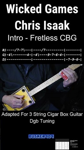 Wicked Game by Chris Isaak FRETLESS 3 string Cigar Box Guitar (no chat) Lesson (CBG)