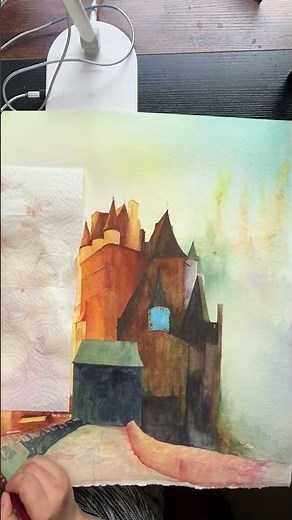 Art Process: Castle Eltz Meets Dragon in Magical Watercolor