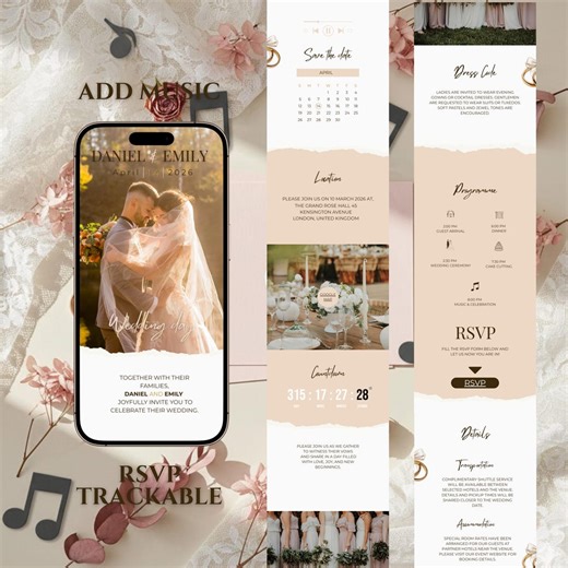 Unique Wedding Website Template With RSVP, Customizable Canva Design (instant Download) - Etsy