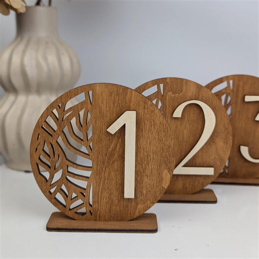 Circle Wooden Table Numbers With Stands, Round Restaurant Table Decor, Cafe & Event Signage - Etsy Canada