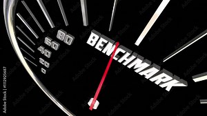 Benchmark Speedometer Gauge Level Meter Metric Comparison Word 3d Animation