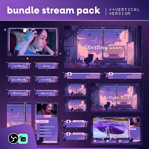 Animated Desk Cat Dreams Stream Overlay: Cozy Pink and Purple Aesthetic for Tiktok and Streamlabs/obs - Etsy