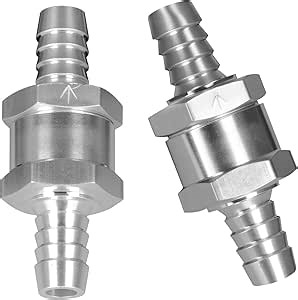 5/16" Fuel Check Valve, 2PCS OD 8mm One Way Bleeder Valve Inline Non Return for Diesel Gasoline Silver
