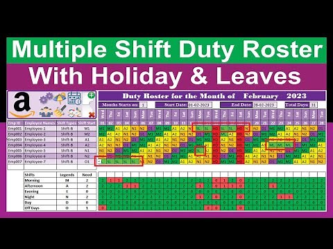 #267-Multiple Shift Duty Roster with Holidays and Leaves (Demo)