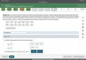 Weight Loss Study: Hypothesis Test SetupIn a study to determi... | Filo