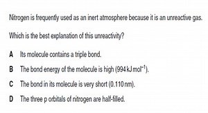 Nitrogen is frequently used as an inert atmosphere because it i... | Filo