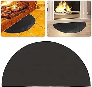 Fireplace Mat,20x40inch Half Round Fireproof Fireplace Mat Hearth Rug,Hearth Pads for Wood Stove Fireplaces, Fiberglass Fire Resistant Non Slip Floor Covering Protector