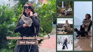 ZONLI 2-in-1 Cordless Heated Blanket & Wearable Vest, Black | Portable Battery Operated Electric Throw for Home, Office, Camping & Travel