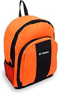 Everest Backpack with Front and Side Pockets, Orange, One Size