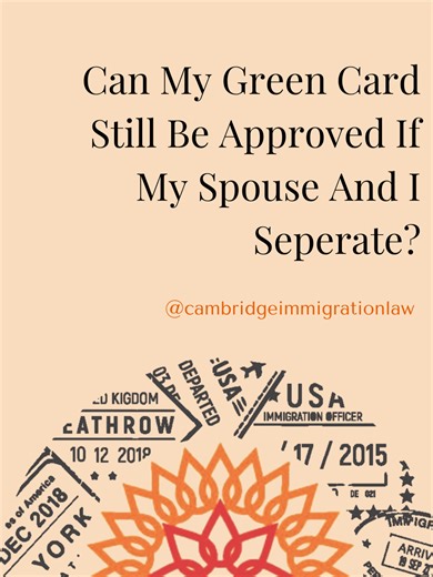 If you separate from your spouse (not divorce) while your marriage-based green card application is pending, approval may still be possible. A lot can change between the time you file and the time your case is reviewed. Every situation is different, and while it’s not guaranteed, separation alone doesn’t always mean the end of your case. Have questions about your options? DM us or call 508-290-7683. #immigrationlawyer #immigration #immigrationtips #greencardprocess #greencard #marriagegreencard #