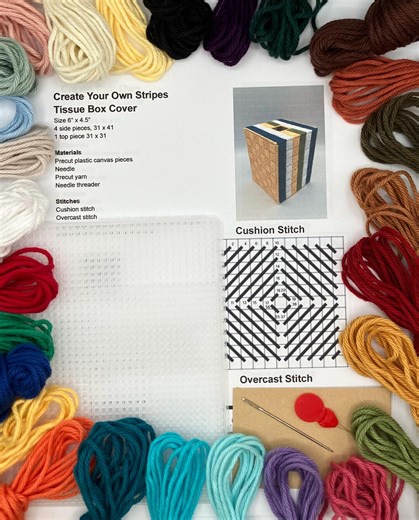 Custom Needlepoint Tissue Box Cover Kit – Create Your Own Stripes - Etsy