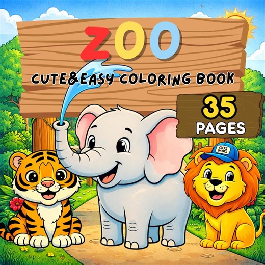 Cute Zoo Coloring Book for Kids Fun Animal Zoo Pages Printable Coloring Pages Easy Coloring PDF PNG - Etsy