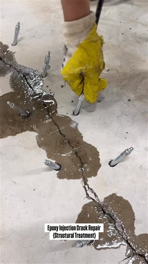 Epoxy Injection Crack Repair (Structural Treatment) Why this epoxy is used: ✔ Restores structural strength ✔ High bonding with old concrete ✔ Low viscosity → penetrates fine cracks ✔ Permanent repair (no shrinkage) #Epoxy #structuralrepair #construction #Leakrepair #Cracksrepair | CivilEngineer