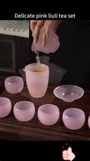 Elegant Pink Jade Tea Set for a Serene Tea Ceremony 🌸#teatime #teaculture