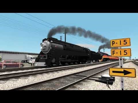 Train Simulator classic GS-4 Double header leaving LA union station and getting to 80mph
