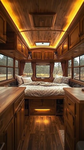 Inside a Rusted School Bus Conversion into a Home