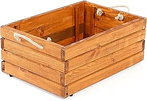 M&T Displays Rustic Foldable Wood Box Floor Standing Wooden Mahogany Easy Assembly Planter Garden Bed Raise Plant Vegetable Flower Herb 14x20x8 Inch for Backyard Patio Balcony Outdoor Boxes