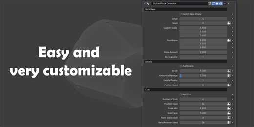 Stylized Rock Generator for Blender by Yoan Agostini