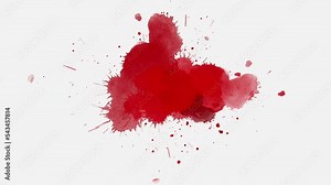 ink splatter compositing. dark red Ink Splatter Reveal the effect. Abstract slow motion transition reveal. ink brush stroke, fluid art background, overlay, alpha matte composition.