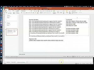 Linear Programming (Production Scheduling) Excel Solution