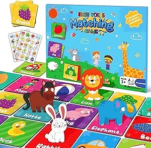 zheyistep 100 PCS First Words Matching Game for Kids Toddlers Memory Game, Toddler Match Game Concentration Card Game for Boys Girls Preschool Learning Activities