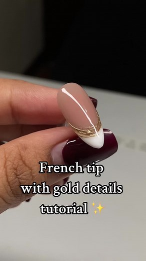 French Tip Nails Tutorial with Gold Details