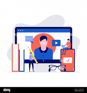 Online education vector illustration concept with character having video call with teacher and studying with smartphone. Modern vector illustration in Stock Vector Image & Art - Alamy