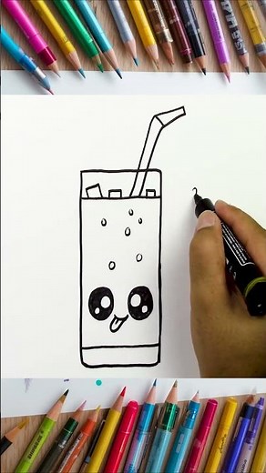 How to Draw Cute Lemonade 🍋 | Easy Summer Drink for Kids #Shorts