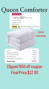6 comments | Queen comforter $12.93 clip %50 off coupon other sizes available, link in comments #ad #amazonfinds #AmazonInfluencer #LimitedTimeOffer #DealofTheDay #trendingreelsvideo #fbreelsvideo #fbreels23 #foryourpage #SharePost | OnlineImpulsive Deals | Facebook