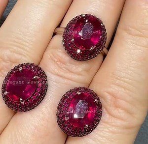 Natural Ruby Jewelry Set Ring & Earrings, 925 Sterling Silver, Handcrafted Luxury Gift for Her - Etsy