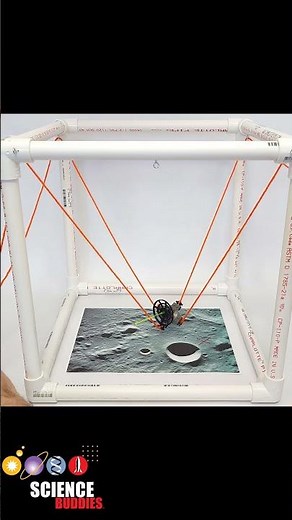 cable driven spacecraft motion simulator with PVC pipe frame and string - science project