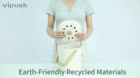 Vipush Kitchen Countertop Compost Bin with lid – Small, Includes Inner Compost Bucket Liner & Charcoal Filter, Green