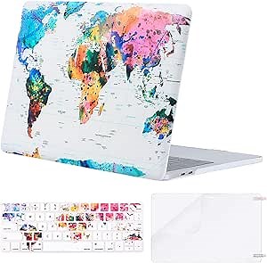 MOSISO Compatible with MacBook Pro 13 inch Case M2 2025, 2024, 2023-2016 A2338 M1 A2251 A2289 A2159 A1989 A1708 A1706, Plastic Pattern Hard Shell Case Cover&Keyboard Cover&Screen Protector, World Map
