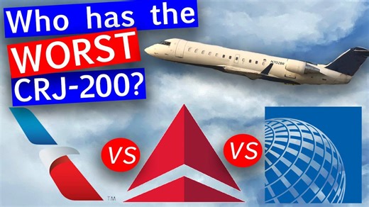Delta, American, and United CRJ200 regional jet comparison