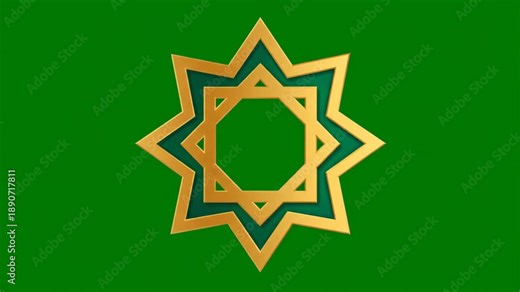 Geometric star-shaped pattern centered on a solid green background, viewed directly from the front