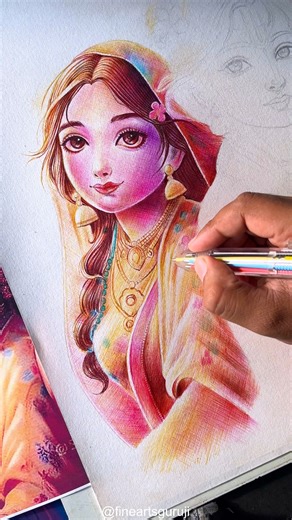 12K views · 402 reactions | Radha @fineartsguruji #radha #krishna #drawing #penart #colorful #painting #art #illustration #penillustration #pendrawing #explore #artist | Fine Arts Guruji | Facebook