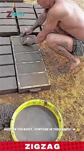 Hand Made Brick Making Process Using Simple Wooden Molds for Construction