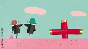 Change of a direction, planning new strategy. 3d animation. Cartoon characters. Business teamwork concept. 3d. Animations