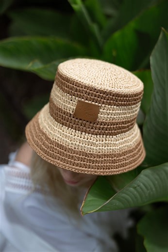 Crochet Bucket Hat Pattern PDF, Raffia Striped Panama Hat, Summer Sun Hat Crochet With Video Tutorial - Etsy Australia