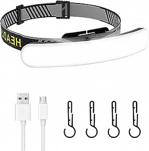 Rechargeable Headlamp, 6 in 1 Bright Head Lamp Adjustable Anti-Glare Wide Beam Outdoor Head Light Red-Light Headlamp 90° Rotatable Head Band Flashlight with Hard Hat Clips for Night Work, Night Run