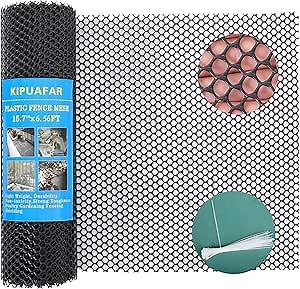 Pet Proof Barrier Net, Black Plastic Chicken Wire Mesh Fencing 15.7IN x 6.56FT, Balcony Cat Safety Net & Garden Snake Barrier, Heavy Duty Protection for Chicken Coops, Rabbit Hutches, Dog Kennels