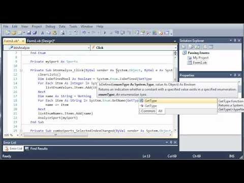 Visual Basic Tutorial - 74 - IsDefined In Enumerations