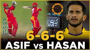 6 - 6 - 6 | Asif Ali Hit 3 Sixes in a Row Against Hasan Ali | Asif Ali is on Fire | Asif Ali vs Hasan Ali | HBL PSL | MB2L #HBLPSL8 l #SabSitarayHumaray | #SportsCentral | Sports Central
